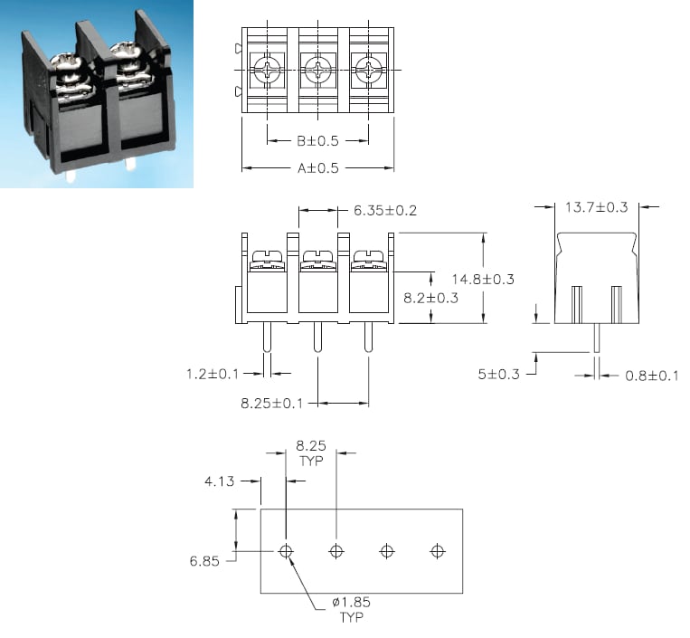 Modular Dual Barrier Terminal Blocks - TE | Mouser