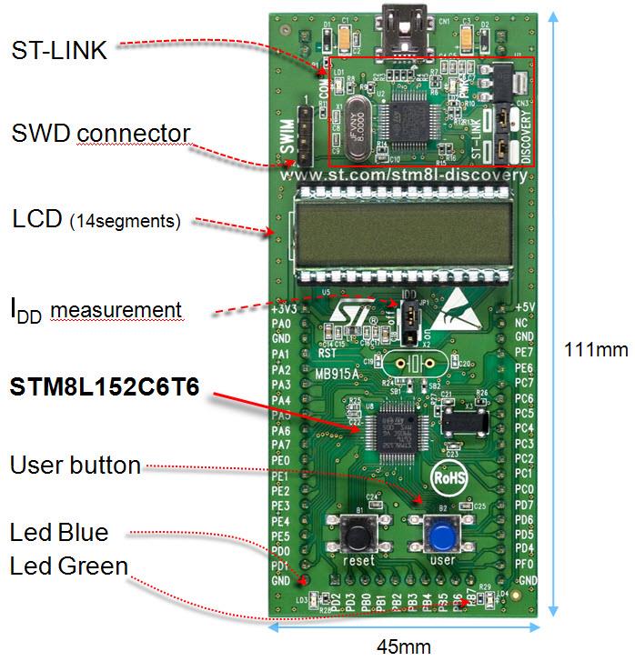 STM8L-Discovery Board - STMicro | Mouser