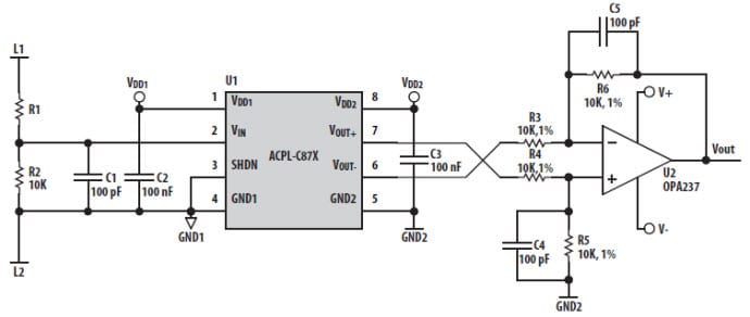 ACPL-C870/A/B Optically Isolated Voltage Sensors - Broadcom | Mouser
