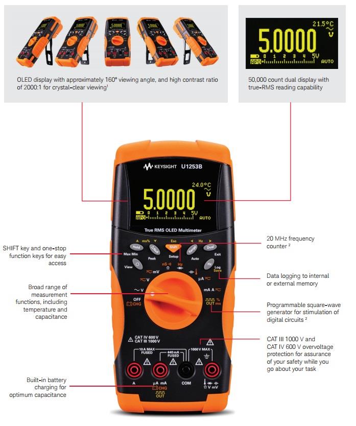 U1252B / 3B Handheld Digital Multimeters - Keysight Technologies | Mouser