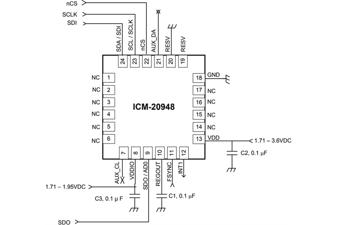 ICM-20948 9축 MEMS MotionTracking™ 장치 - TDK InvenSense | Mouser