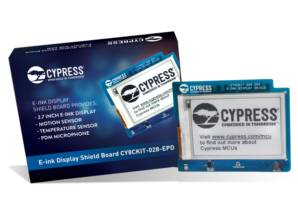 CY8CKIT-028-EPD E-잉크 디스플레이 실드 보드 - Cypress | Mouser