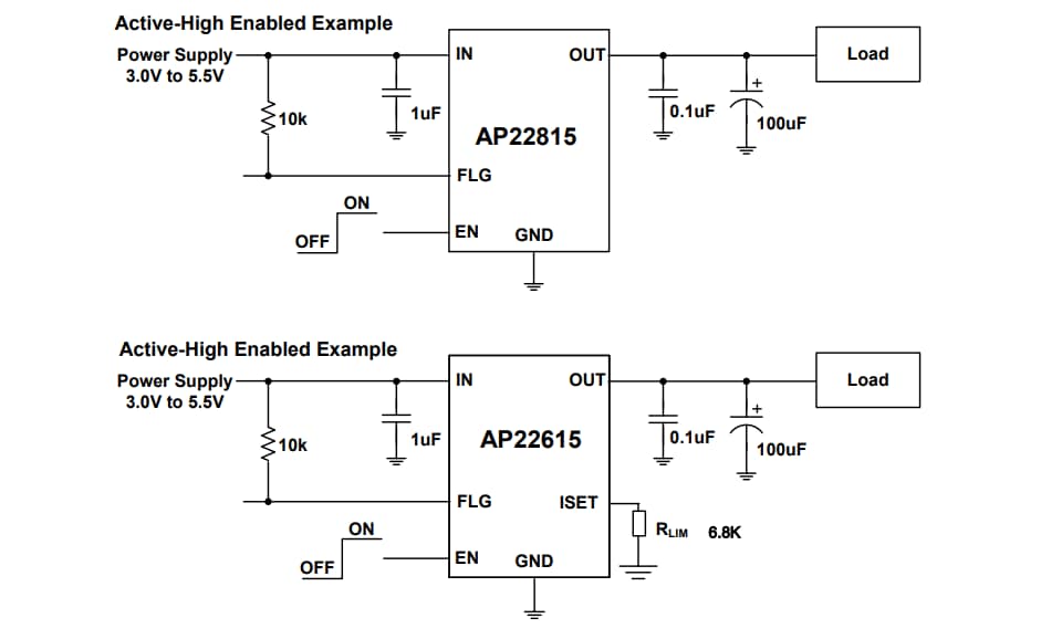 AP22815/AP22615 배전 스위치 - Diodes Inc | Mouser