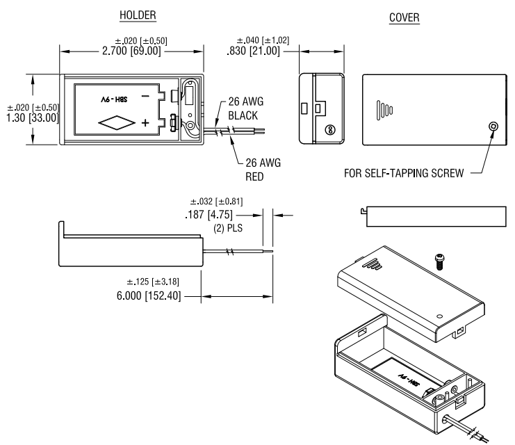 Densi-Pak 9V Battery Holders - Keystone | Mouser