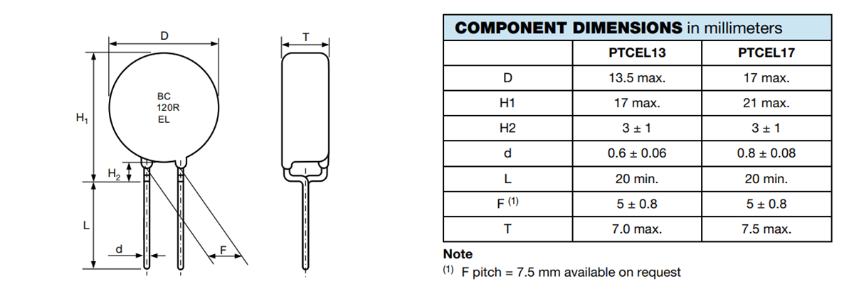 PTCEL 돌입 전류 제한 PTC 서미스터 - Vishay / BC Components | Mouser