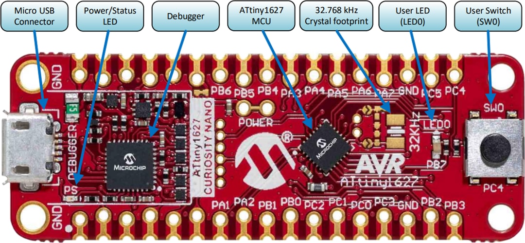 ATtiny1627 Curiosity Nano 키트(DM080104) - Microchip Technology | Mouser