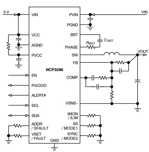 NCP3286 적층 가능 동기식 강압 레귤레이터 - onsemi | Mouser
