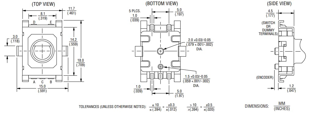 PEC11J 시리즈 12mm 회전식 엔코더 - Bourns | Mouser