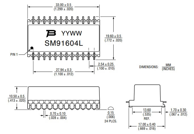 SM91604L LAN 기가비트 이더넷 변압기 - Bourns | Mouser