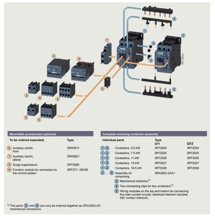 SIRIUS 3RA23 Reversing Contactor Assemblies - Siemens | Mouser