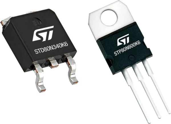 N-채널 MDmesh K6 전력 MOSFET - STMicro | Mouser