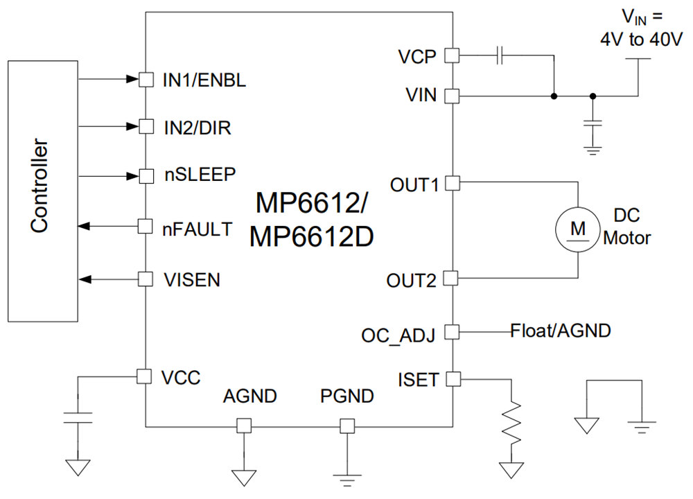 MP6612 & MP6612D H-Bridge DC Motor Drivers - MPS | Mouser